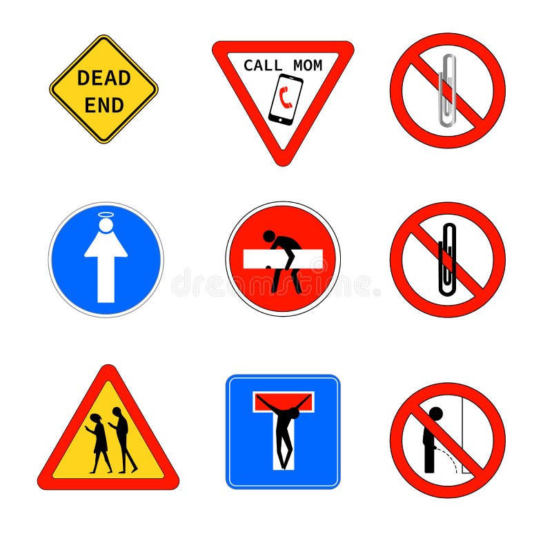 Road signs in funny style stock vector. Illustration of mobile - 141487000