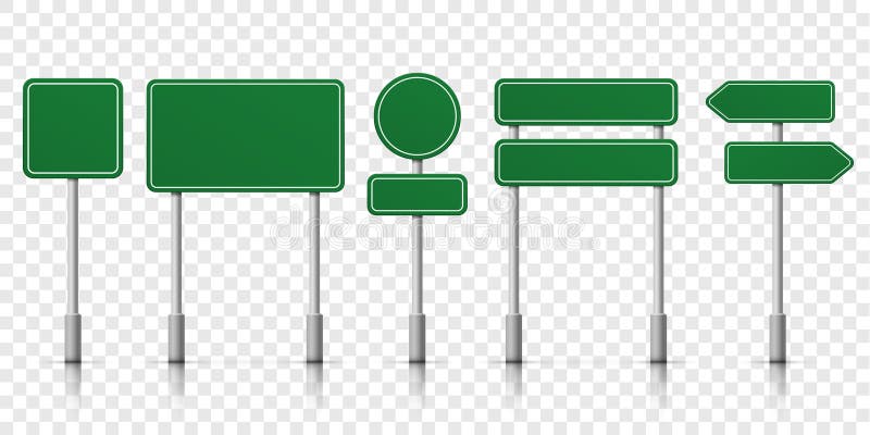 Road Signs Green Vector Template Icons Stock Vector - Illustration of ...
