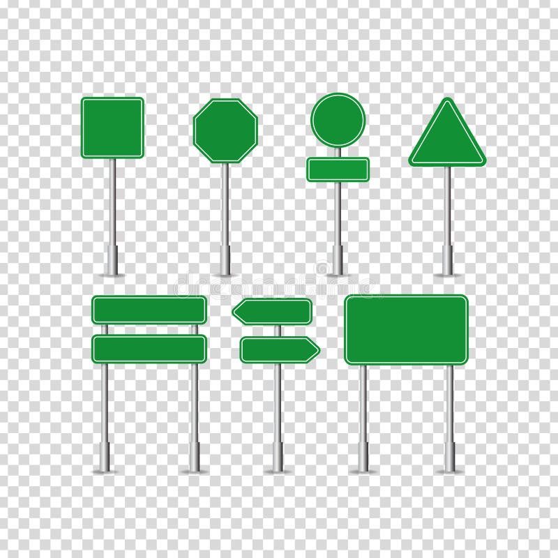 Road Signs Green Vector Template Icons. 10 Eps Stock Illustration ...