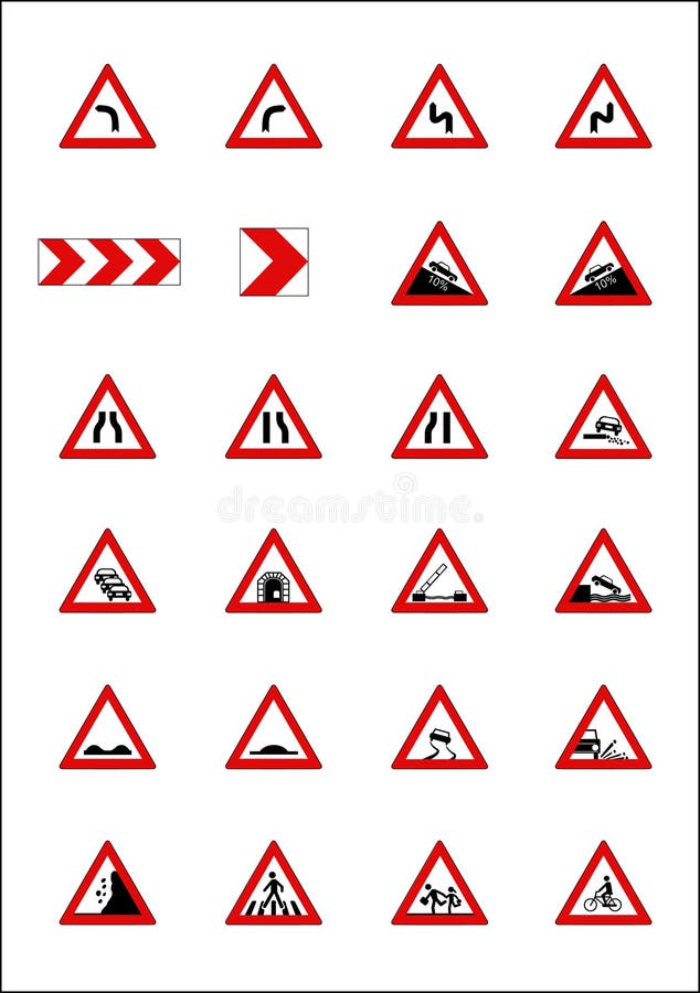 Road Signs & Indicators Stock Vector - Illustration of danger, limit ...
