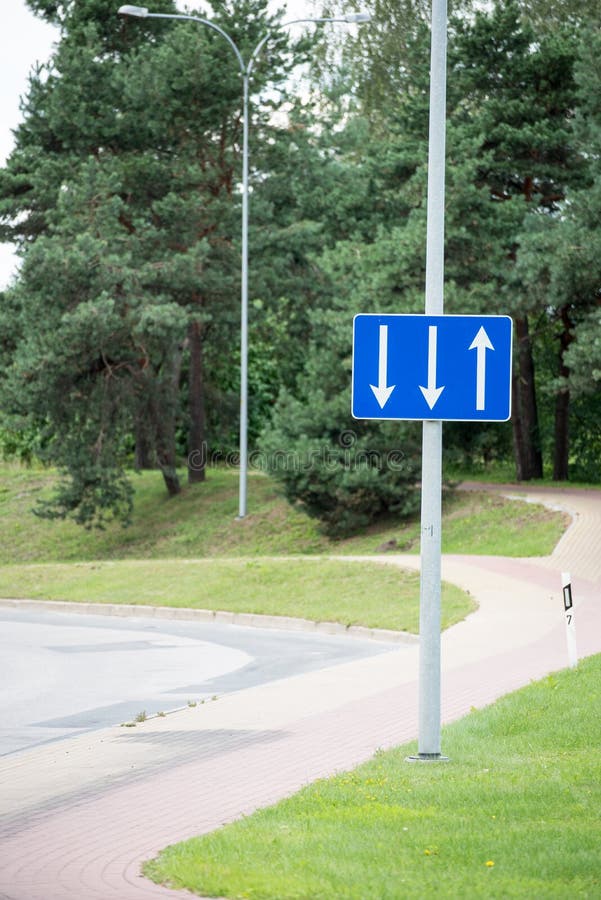 Road Signs and Lines on Asphalt Stock Image - Image of directions ...