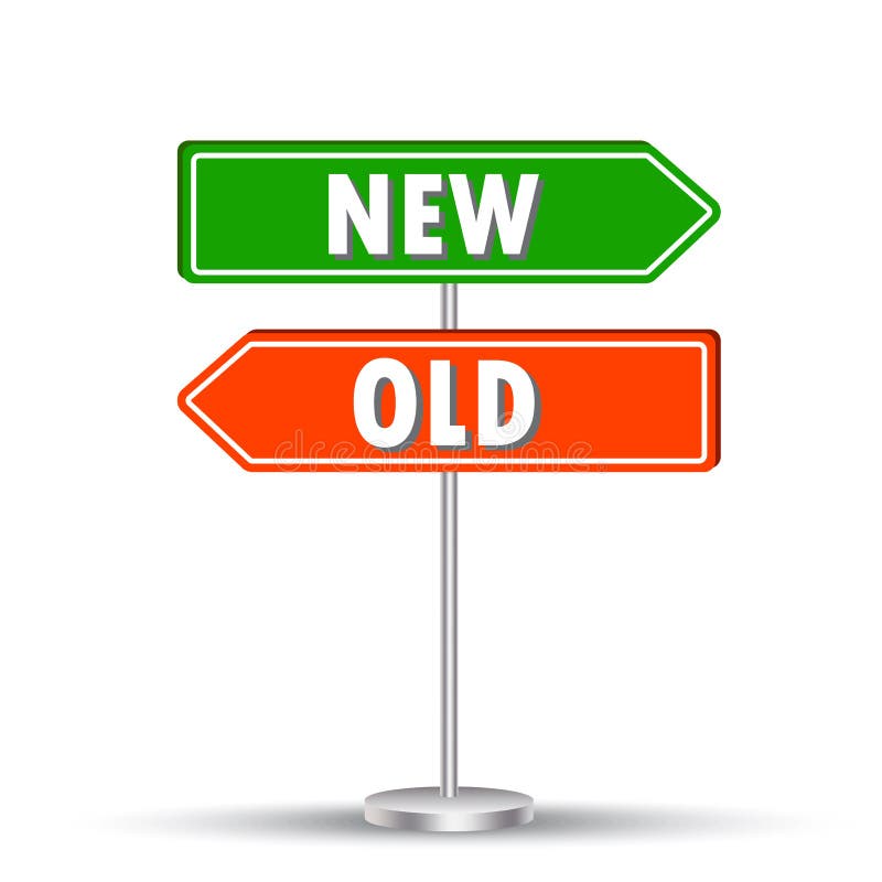 Road Signs New, Old. Red and Green Arrows Pointers. Signboard Pointer ...