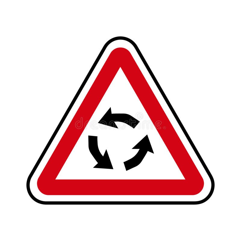 Road Signs. Roundabout Sign. Warning Sign Stock Vector - Illustration ...