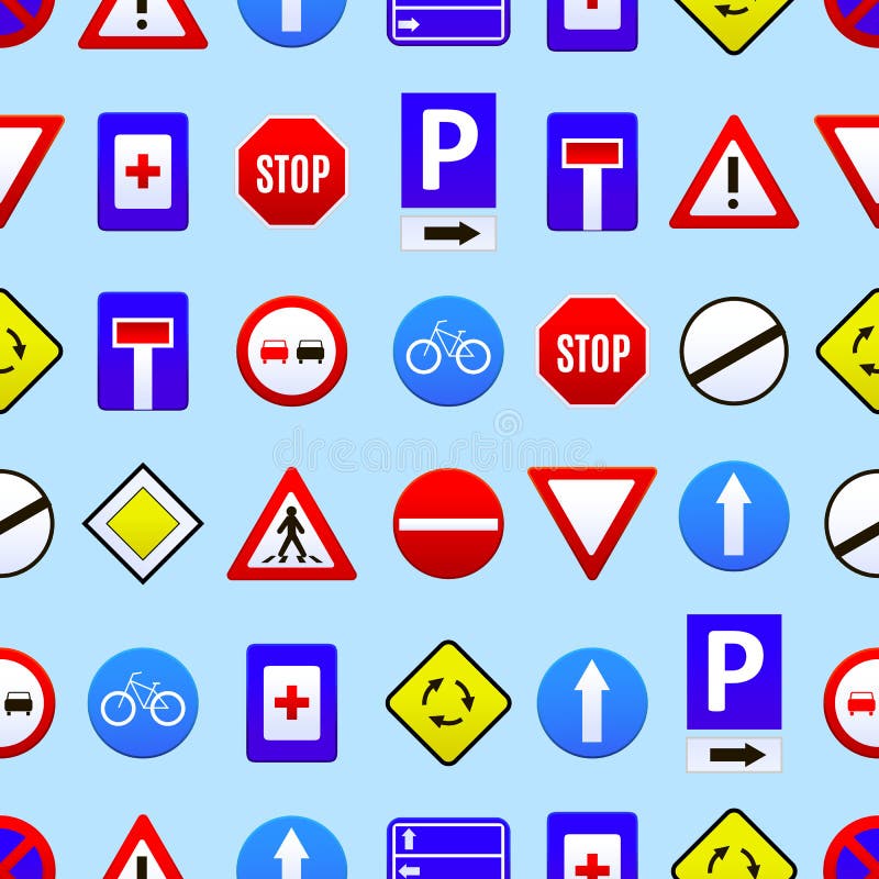 Road Signs Seamless Pattern Background. Vector Stock Vector ...
