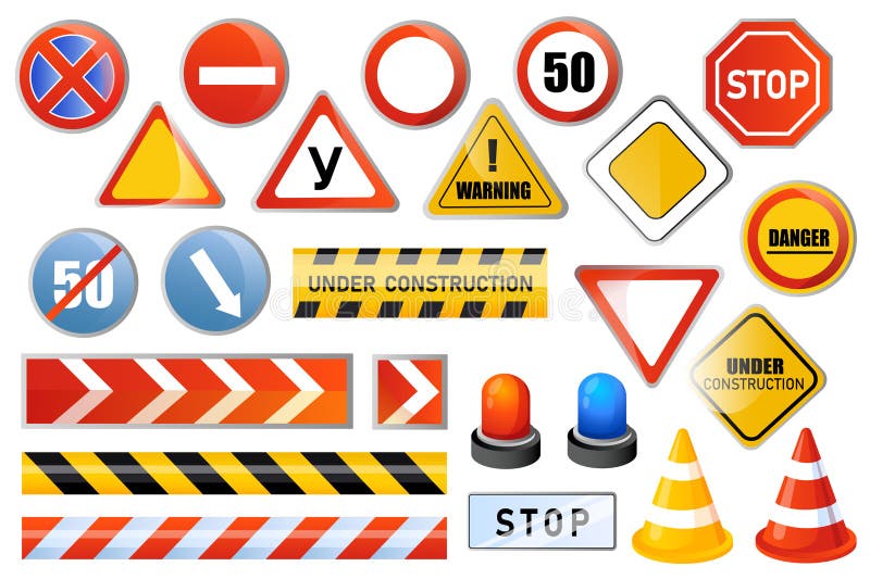 Road Signs Set Graphic Elements in Flat Design. Vector Illustration ...