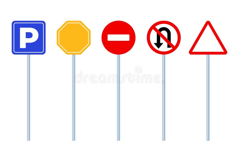 Road Signs, Set. Traffic Signs on White Background. Road Traffic Safety ...