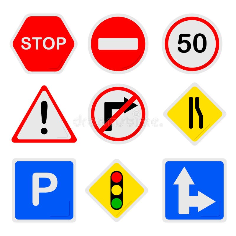 Road signs set stock illustration. Illustration of triangle - 267180856