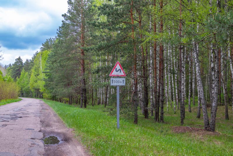 Road Signs on the Side of the Road, Caution for Drivers Stock Image ...