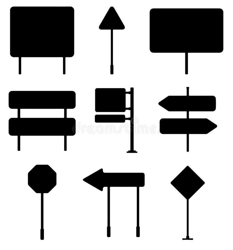 Road Signs Silhouette Pack stock vector. Illustration of freeway ...