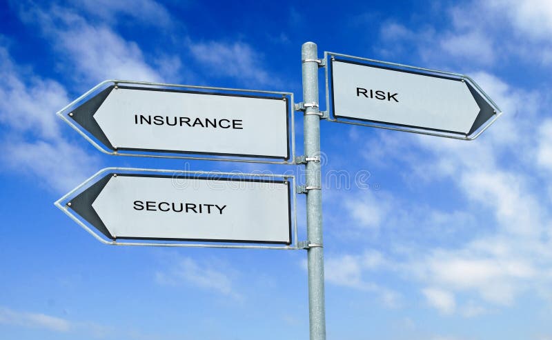 Road Signs To Insurance and Risk Stock Image - Image of risk, cloud ...
