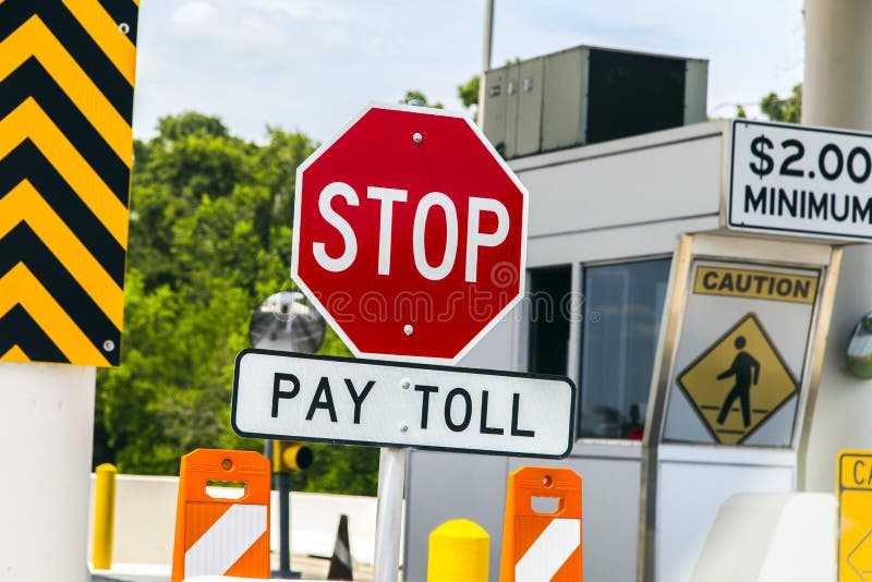 Road Signs at a Toll Bridge in Texas Stock Image - Image of expressway ...