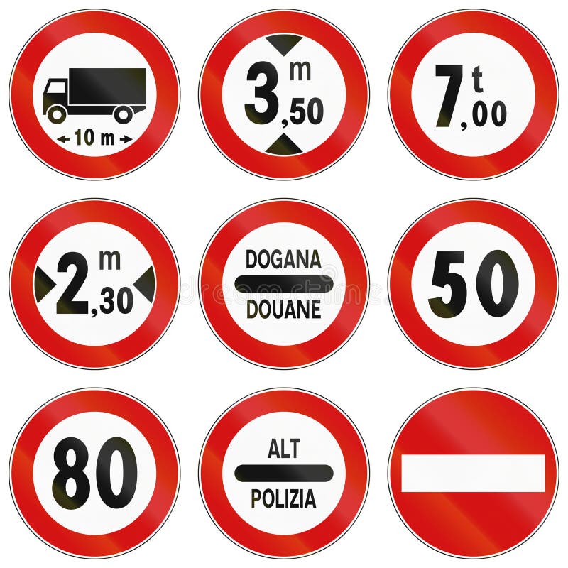 Road signs used in Italy stock illustration. Illustration of italy ...
