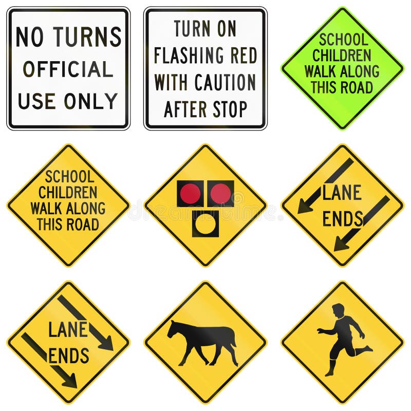 Road Signs Used in the US State of Delaware Stock Illustration ...