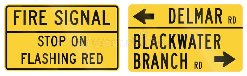 Road Signs Used in the US State of Delaware Stock Illustration ...