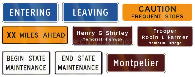 Road Signs Used in the US State of Virginia Stock Illustration ...