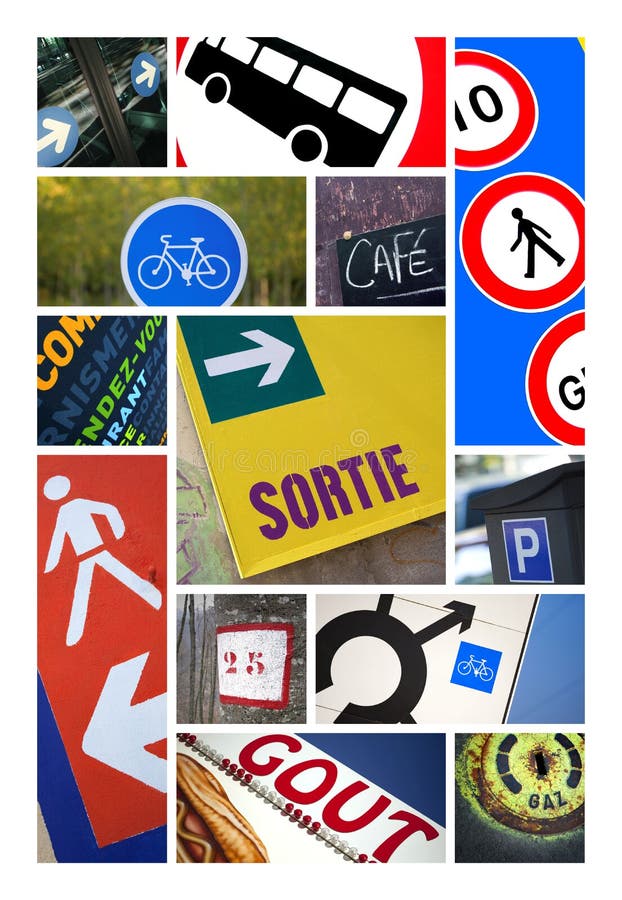 Road signs stock image. Image of signage, collage, panel - 61125227