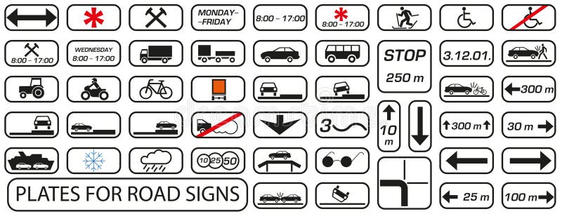 Road Signs. Vector European Set of Road Signs Stock Vector ...
