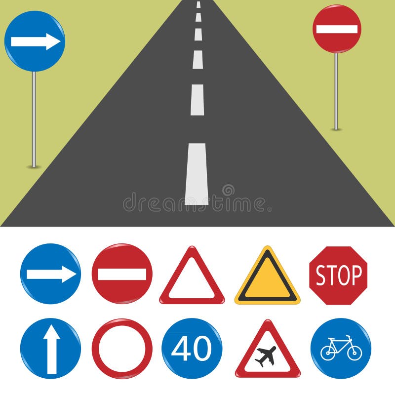 Road signs stock vector. Illustration of realistic, caution - 57567664