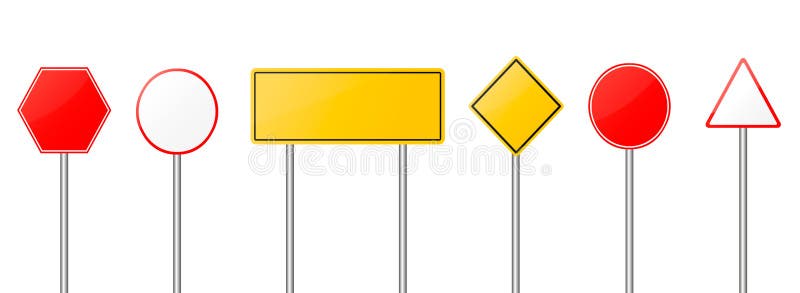 Road Signs Vector Red and Yellow Empty Banners Stock Vector ...