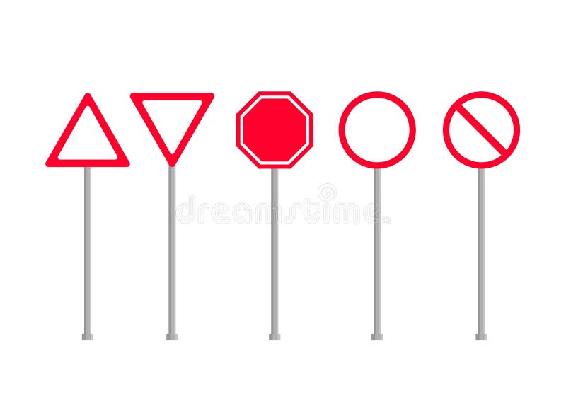 Road Signs on White Background Stock Vector - Illustration of stop ...