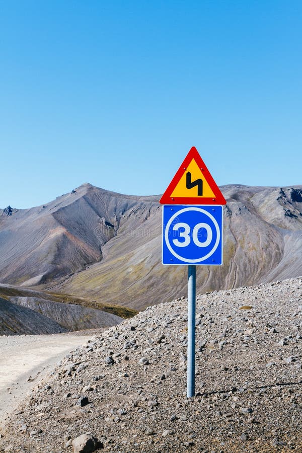 Road Sing. Landscape of Iceland Stock Image - Image of landscape ...