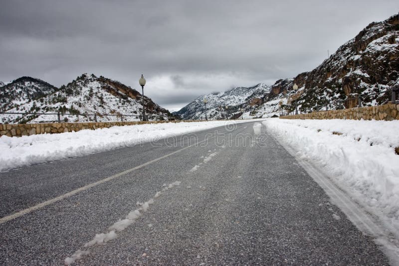 Road in the snow stock image. Image of long, paisaje, road - 1885663