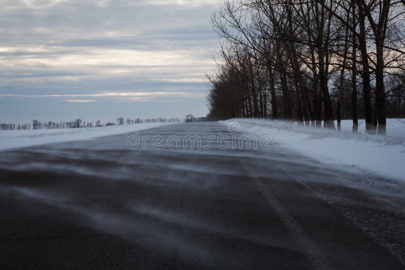 Road in a Snow Blizzard in the Day Stock Photo - Image of beautiful ...