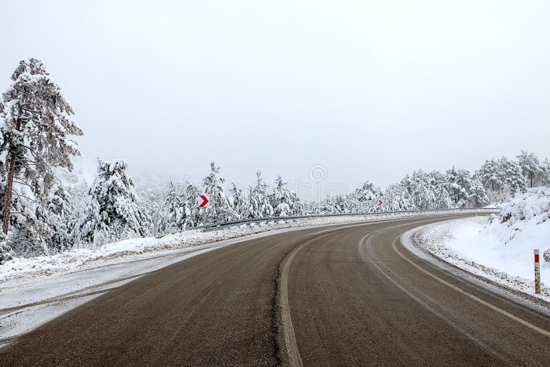 Road and snow stock photo. Image of frozen, season, view - 93091874