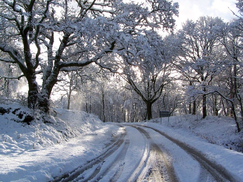 Road after snowfall stock image. Image of quiet, aberfoyle - 2000073