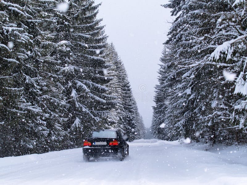 Road during Snowfall stock photo. Image of drive, heavy - 7847970