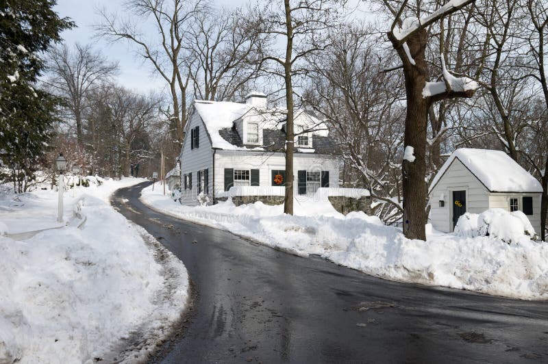 Road through the Snowy Countryside Stock Image - Image of trees, snowy ...