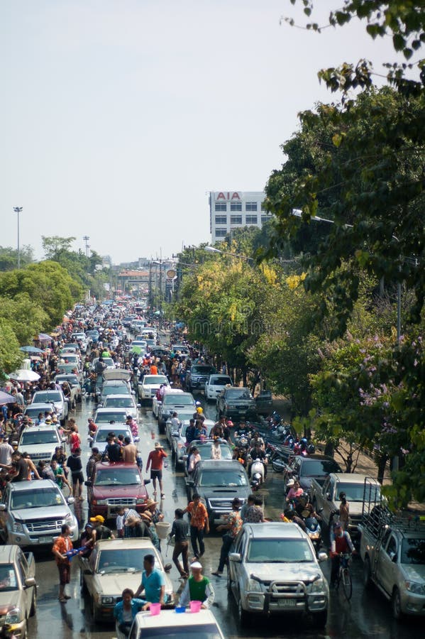 The Road on Songkran Festival Editorial Image - Image of bowl, view ...