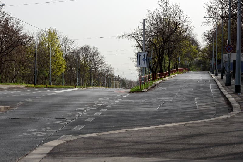.a Road that Splits into Two Directions Stock Photo - Image of line ...