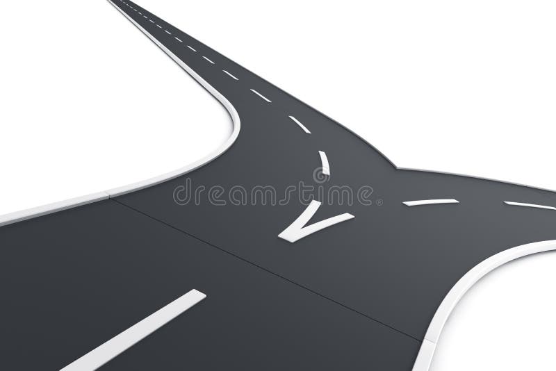 Splitting Road with Blank Road Signs Stock Illustration - Illustration ...