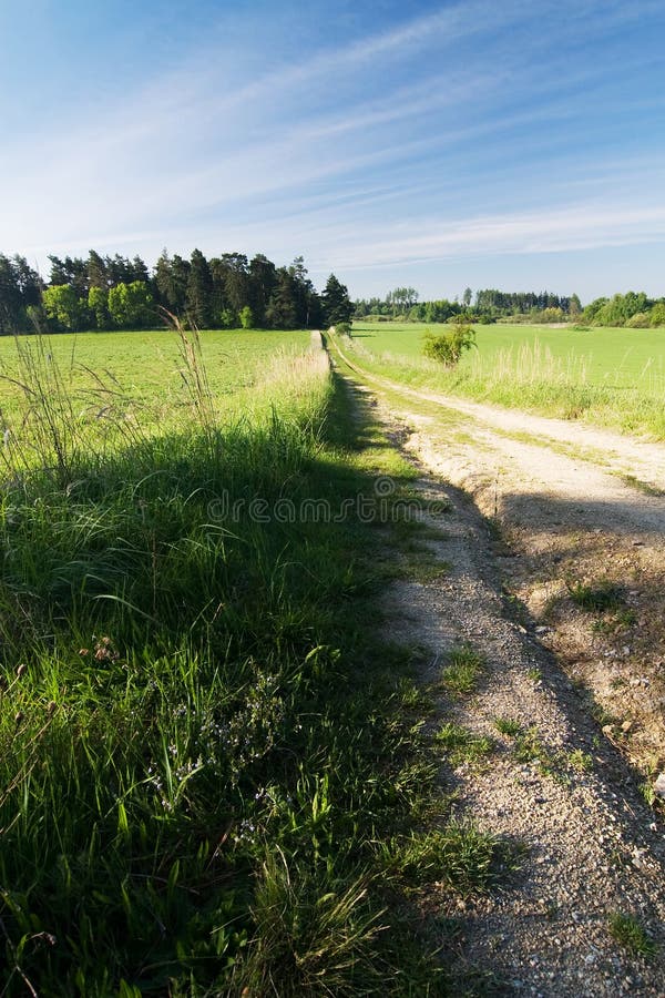 Road through the Spring Countryside Stock Image - Image of blue, route ...