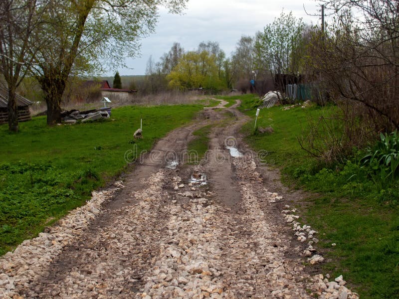 A Road of Stone Rubble through the Village Stock Photo - Image of ...