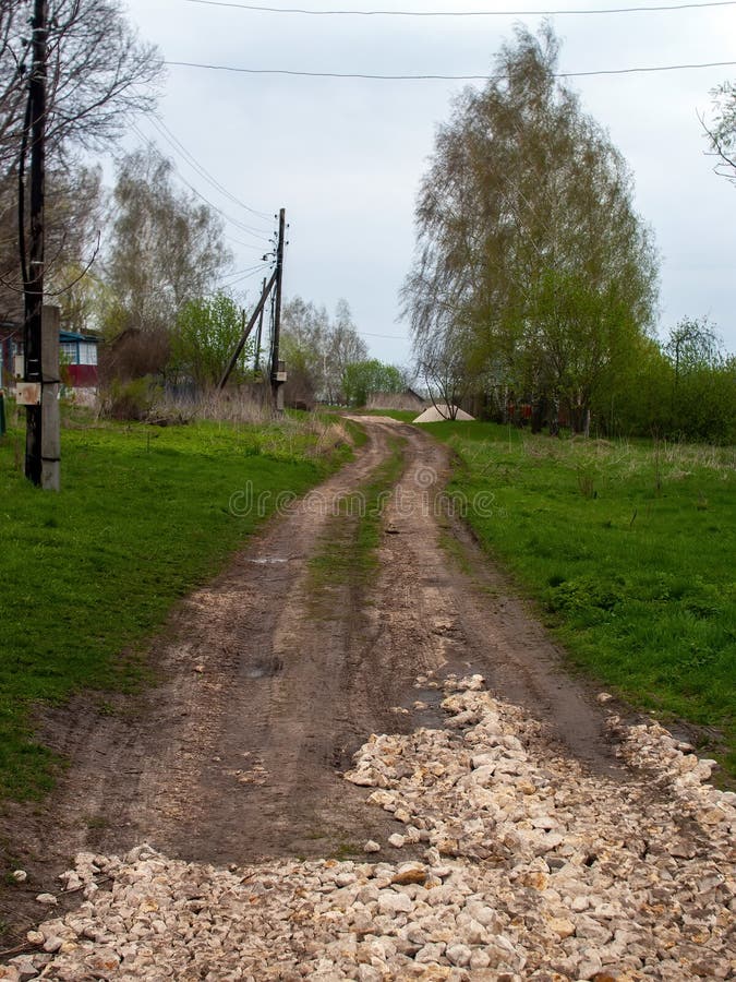 A Road of Stone Rubble through the Village Stock Photo - Image of color ...