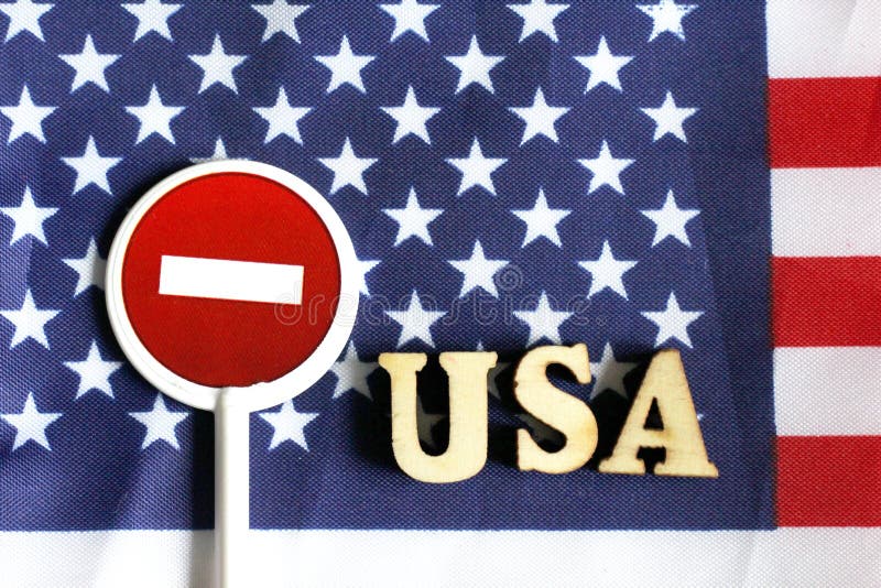 Road Stop Sign on a Background of America Flag Stock Photo - Image of ...