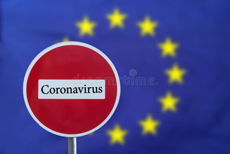 Road Stop Sign on a Background of Europe Flag Stock Photo - Image of ...