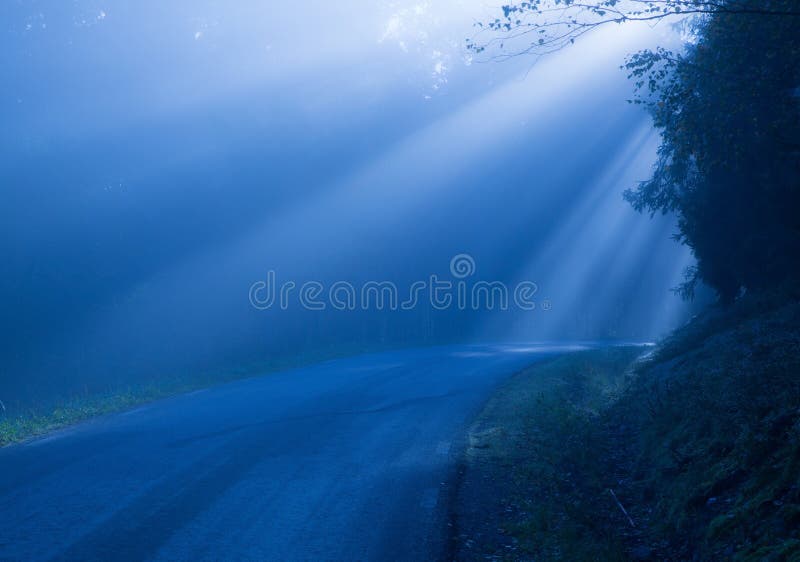 Road with sun rays stock image. Image of morning, atmosphere - 60725041