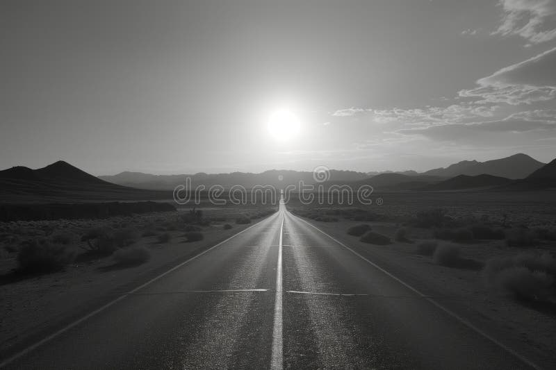 A Road with a Sun in the Sky. Road To Somewhere Concept Stock Image ...