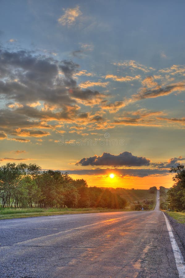 Country Road Sunset stock image. Image of farmland, sunset - 10940251