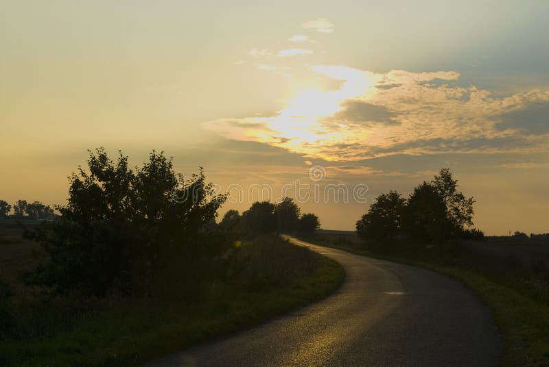 The road into the sunset stock image. Image of nature - 26632239