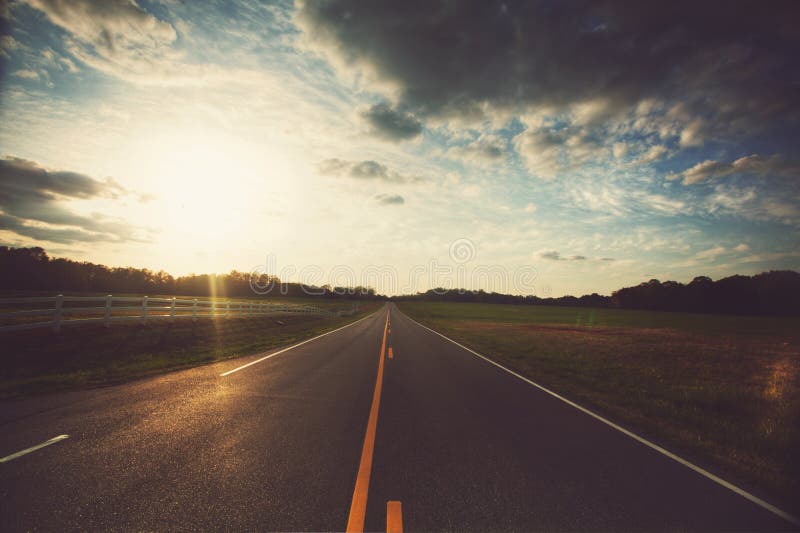 Road at sunset stock image. Image of landscape, horizon - 30580595