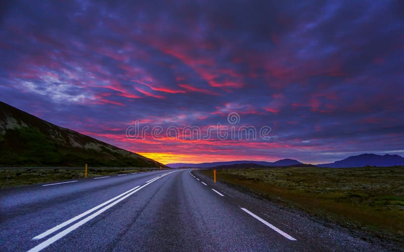 Road into sunset stock image. Image of path, endless - 164491545
