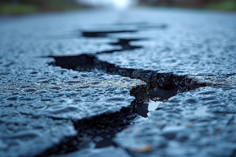 Road Surface Damage and Asphalt Cracks Caused by Earthquake Impact on ...