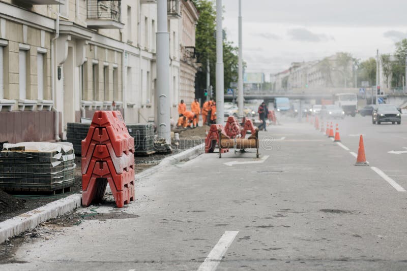 Road Surface Repair Workers Stock Photo - Image of dividing, work ...