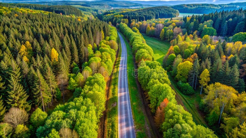 Road Surrounded by Forest Countryside Rural Drone View AI-Generated ...