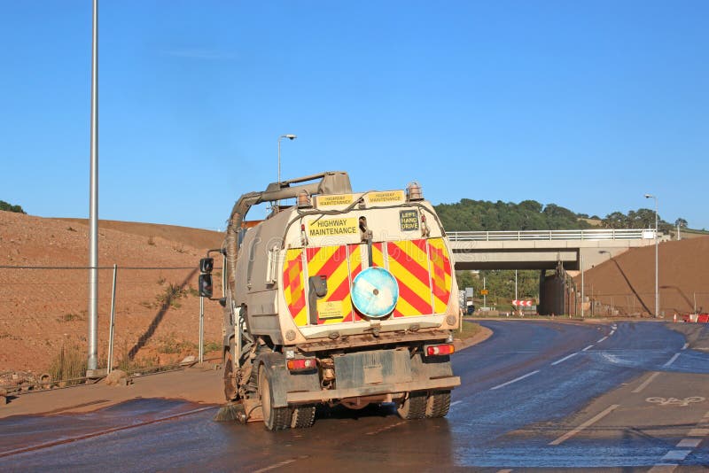Road sweeper at work stock photo. Image of lorry, vehicle - 154538694