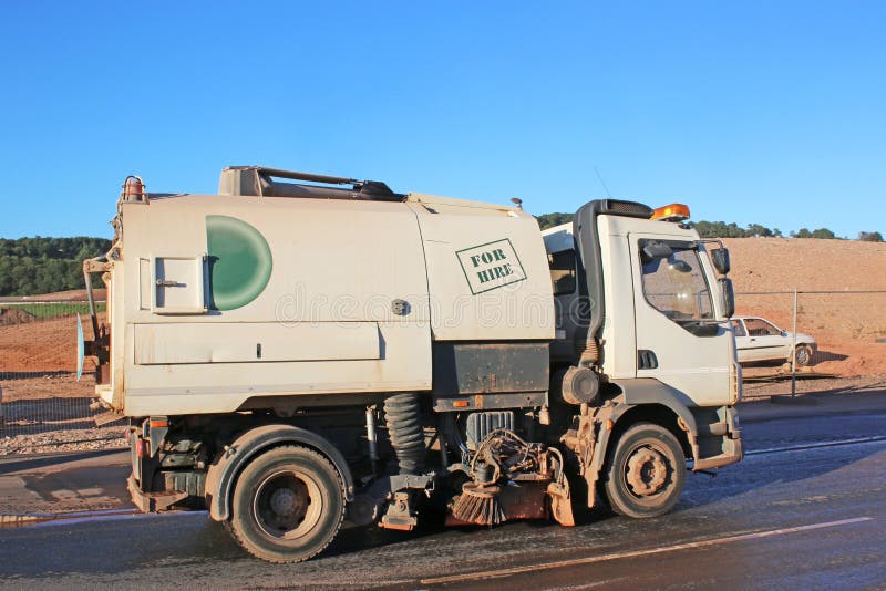 Road sweeper at work stock photo. Image of lorry, transportation ...